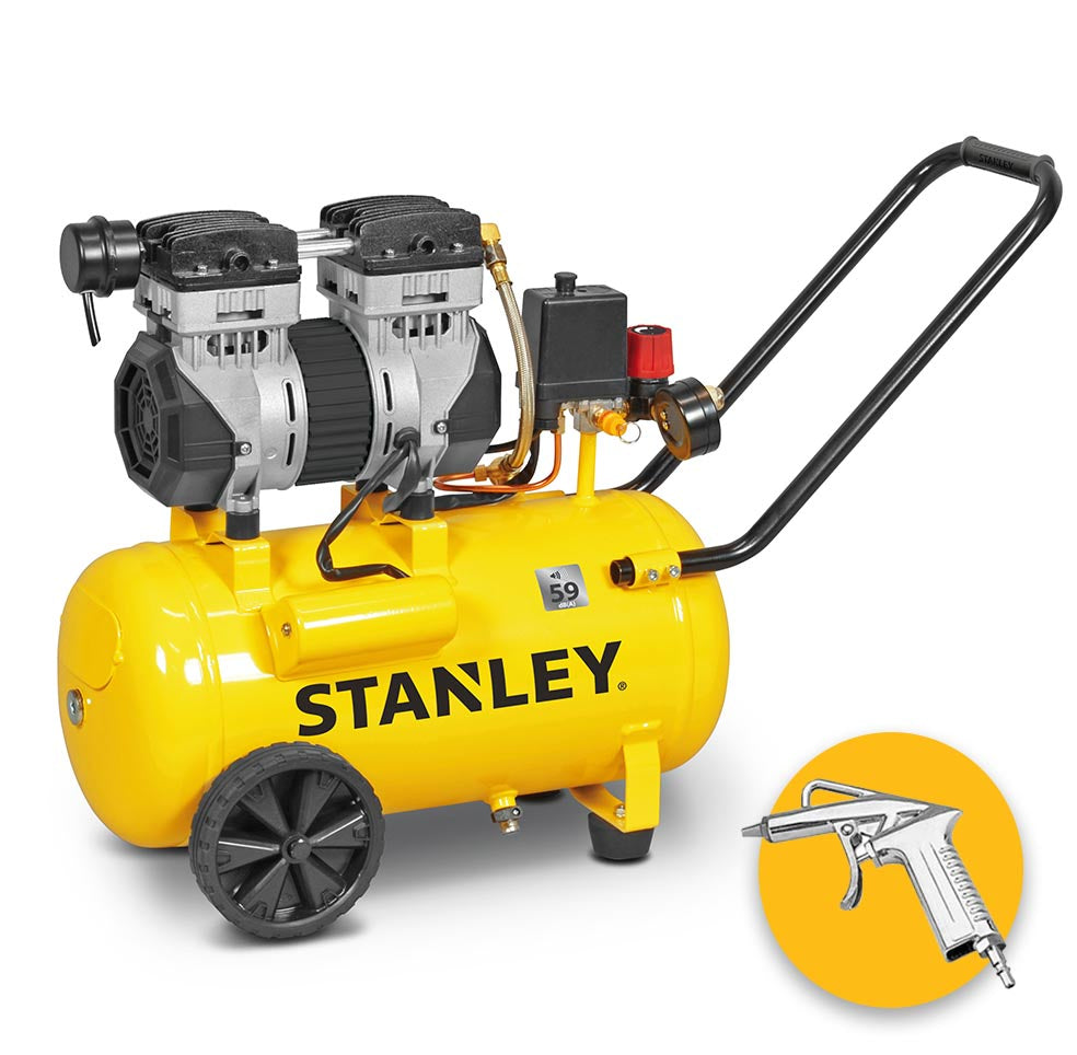 Stanley DST 150/8/24 Compressore aria silenzioso 24 lt, 1,3 HP – Masterfer